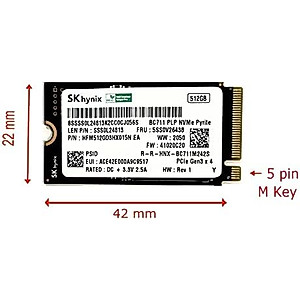 SKhynix 512GB M.2 2242 42mm BC711 NVMe PCIe Gen 3 x4 TLC SSD (HFM512GD3HX015N) for Dell HP Lenovo Laptop Ultrabook Tablet - Internal Solid State Drive (OEM New)
