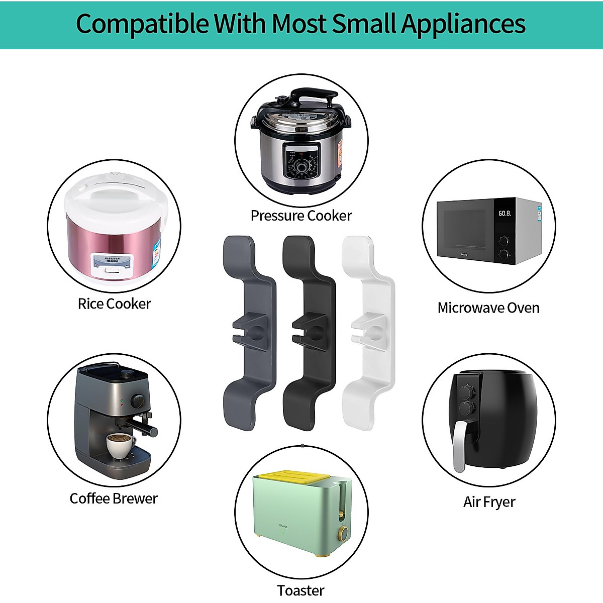 6 Pcs Cord Organizer for Appliances, Stick-on Kitchen Appliance Cord Organizer, Cable Management Cord Winder Wrapper with Adhesive, for Blender, Coffee Maker, Air Fryer, Kitchen Appliances