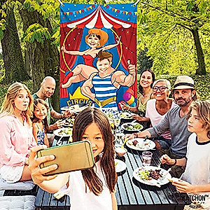 KatchOn, Carnival Photo Booth Backdrop - Large,72x36 Inch | Carnival Decorations for Event | Carnival Photo Door Banner for Carnival Theme Party Decorations | Carnival Backdrop, Mardi Gras Decorations