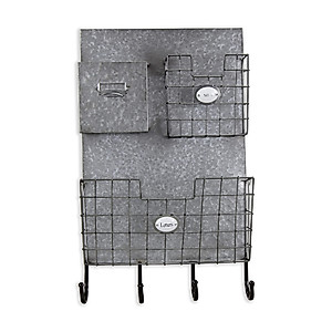 Cheung's FP-4037 Metal Wall Organizer with 4 Hooks and 3 Storage Slots