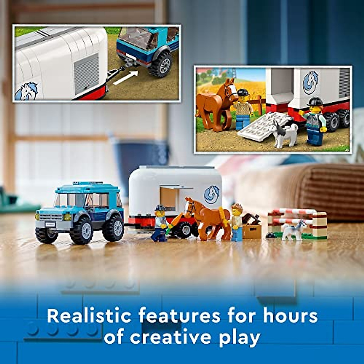 LEGO 60327 City Great Vehicles Horse Transporter Set, with SUV Toy Car, Trailer, Horse Figure and Jump, Gifts for Kids, Boys & Girls 5 plus Years Old