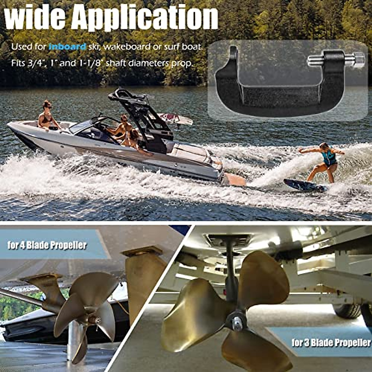 Inboard Prop Propeller Puller C Clamp for Ski Wakeboard Surf Boat Propellers Works on 3/4" to 1-1/8" shaft