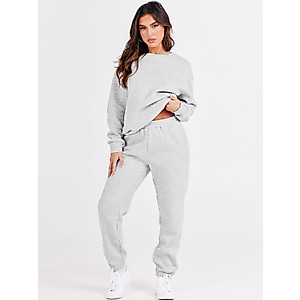 ANRABESS Women's Two Piece Outfits Lounge Set Long Sleeve Crewneck Sweatshirt Jogger Pants Tracksuit Sweatsuit 2024 Fall Sets Small