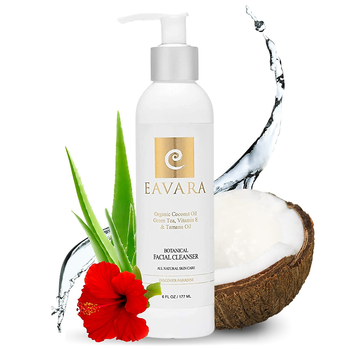 Eavara Organic Face Wash - Anti-Aging, Hydrating, Gentle Daily Cleanser for Women and Men with Coconut Oil, Aloe Vera, Activated Charcoal, and Vitamin C and E