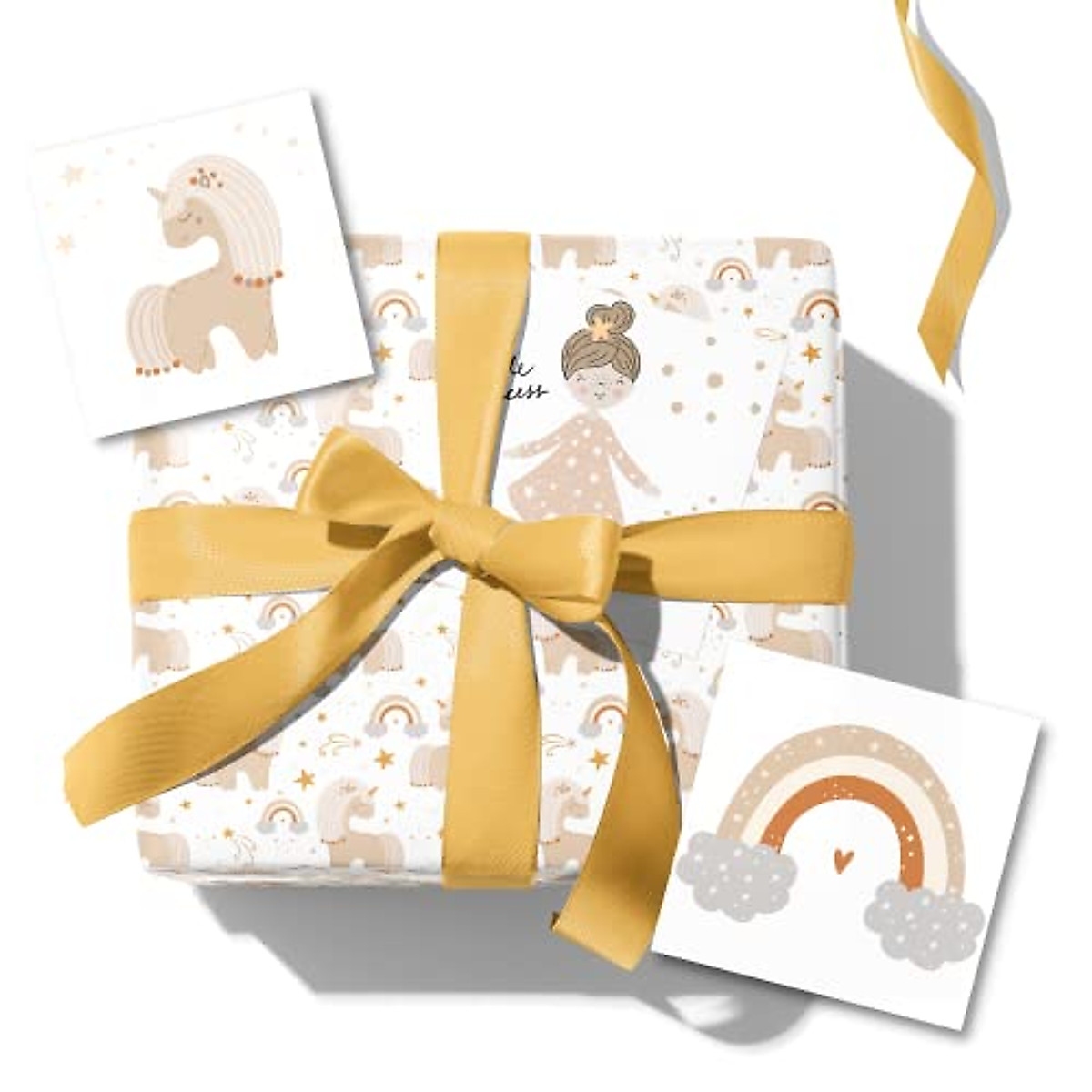 Gift Wrapping Paper - Unicorn Wrapping Paper Birthday Girl -3 Wrapping Paper Sheets (25"x35") Cards & Ribbon - Unicorns Gifts for Girls, Kids Birthday Wrapping Paper Girls, Rainbow Wrapping Paper Kids Wrapping Paper & Baby Shower Wrapping Paper Girl