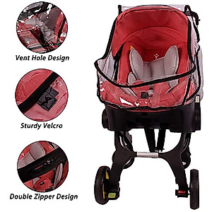 iCaicoyo Baby Stroller Car Seat Rain Cover Compatible with Doona Stroller Car seat, Baby Weather Shield Stroller Raincover Travel Accessory Infant Pushchair Buggy Ventilated Wind Rain Shield