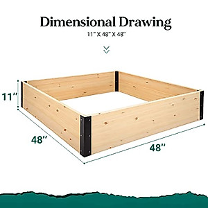 Quictent 4x4 Raised Garden Bed Kit – Elevated Ground Planter for Growing Fruit/Vegetables/Herbs – (48 x 48 x 11) inches – Natural Rot-Resistant Wood w/Corner Brackets Outdoors