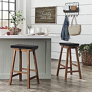 Tromlycs Saddle Stool Cushion Rectangular Bar Stool Seat Cushion Cover Rectangle with Velcro Strap Ties, 18x9.5 inches, 1 Piece, Black