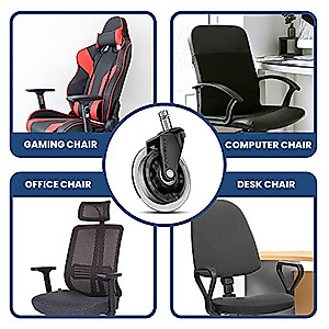 SunnieDog Office Chair Wheels (Set of 5) | Replacement Caster Wheels for Desk, Computer, & Gaming Chairs | Safe for Carpet, Tile & Hardwood Floors