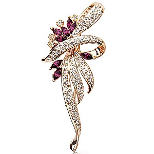 Merdia Created Crystal Brooch Fancy Vintage Style Flower Brooch Pin for Women, ladies with Blue/Purple Created Crystal | Vintage Fashion | Brooches and Pins for Women | Ladies Jewelry | Purple