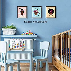Black Girl Wall Art,Motivational Black Girl Wall Art,African American Girl Art Painting,Inspirational Black Girl Wall Art,Decor for Girls Bedroom,Wall Art for Girls Bedroom, Set of 4 - No Frame,8"x10"