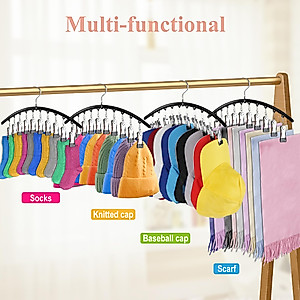 Hat Organizer for Baseball Caps, Hat Hanger 2Pcs with 10 Clips Holds 20 Hats/Leggings/Pants, Closet Organizers and Storage w/Rubber Coated, Leaving No Mark, Space Saving