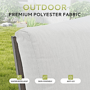 LUXIJOY Aluminum Patio Furniture Set 7 PCS, Sectional Loveseat 3 Seat Sofa Couch and Armchairs with Cushion and Ottomans, Outdoor Conversation Set with Coffee Table for Pool Yard Deck, Grey