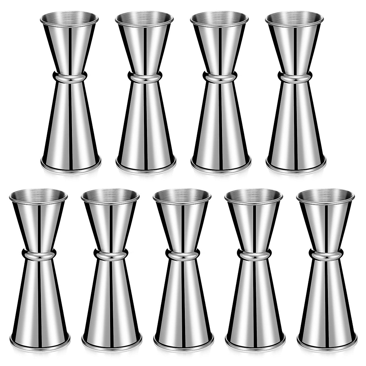 9 Pieces Jigger for Bartending Cocktail Jigger 2 oz 1 oz, 304 Stainless Steel Shot Glass Measuring Cup Shot Measure Jigger Double Japanese Jigger for Bartender Bar Supplies