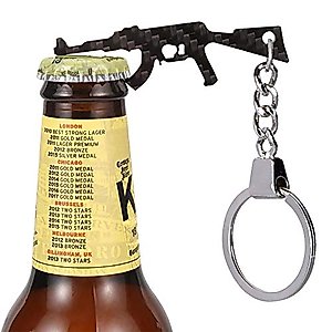 CRMPro Carbon Fiber Bottle Opener with Metal Keyring, Ultralight Keychain Bottle Openers for Outdoor Campaign Bar Restaurant, Portable Wine Opener Best Gift for Men Soldier…