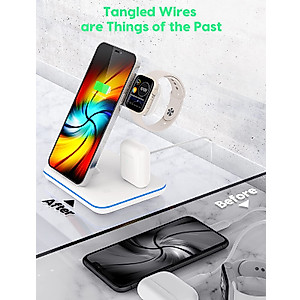 Wireless Charging Station, 2023 Upgraded 3 in 1 Wireless Charger Stand with Breathing Indicator Compatible with iPhone 14/13/12/11 Pro/XS, AirPods 3/2/1/pro 2, iWatch Series 8/7/6/5/4/3/Ultra
