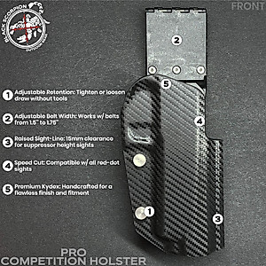 Black Scorpion Outdoor Gear Pro Competition Holster OWB Kydex fits Smith and Wesson MP9, MP40 M2.0 5'' 3GUN, IPSC, USPSA Approved, Adjustable in All Angles and Retention (Carbon Fiber)