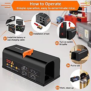 Electric Mouse Trap Indoor, Electric Rat Killer Mouse Zapper, Upgraded Rodent Trap with Powerful Voltage, Humane Mouse Killer for Rats and Mice in Living Room, Kitchen, Attic, Garage, Basement