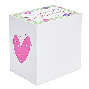 Small Floral Little Girls Jewelry Box with 3 Drawers and Flower Knobs, Square Wooden Organizer for Necklaces, Earrings, Rings, Kids Ages 4-13 Hair Accessory Storage (6 x 4.5 In)