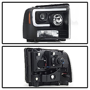 ACANII - For 2005-2007 Ford F250 F350 F450 Superduty Black LED Tube Projector Headlights Headlamps Pair Set Left+Right