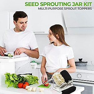 Sprouting Jar Kit Microgreens Grower - Set of 2 Wide Mouth Mason Jars with Stainless Steel Sprout Lids - Sprouter for Growing Broccoli Alfalfa Mung Bean Seeds - FUASHA