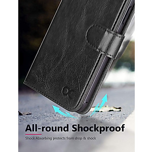 OCASE iPhone X Wallet Case, iPhone 10 Case [ Wireless Charging ] [ Card Slot ] [ Kickstand ] Leather Flip Wallet Phone Cover Compatible with iPhone X/iPhone 10 - Black