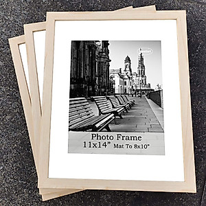 Meetart Picture Frames 11x14 inch Pack of 3 Piece in Plastic Glass MDF Shallow wooden-grain Color Frame, Display Pictures 11x14 8x10, Wall Hanger Vertical and Horizontal.