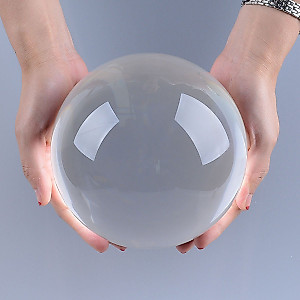LONGWIN 150mm (5.9 inch) Divination Crystal Ball Glass Globe Sphere Free Wooden Stand