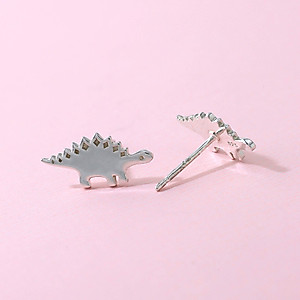 Boma Jewelry Sterling Silver Stegosaurus Dinosaur Stud Earrings