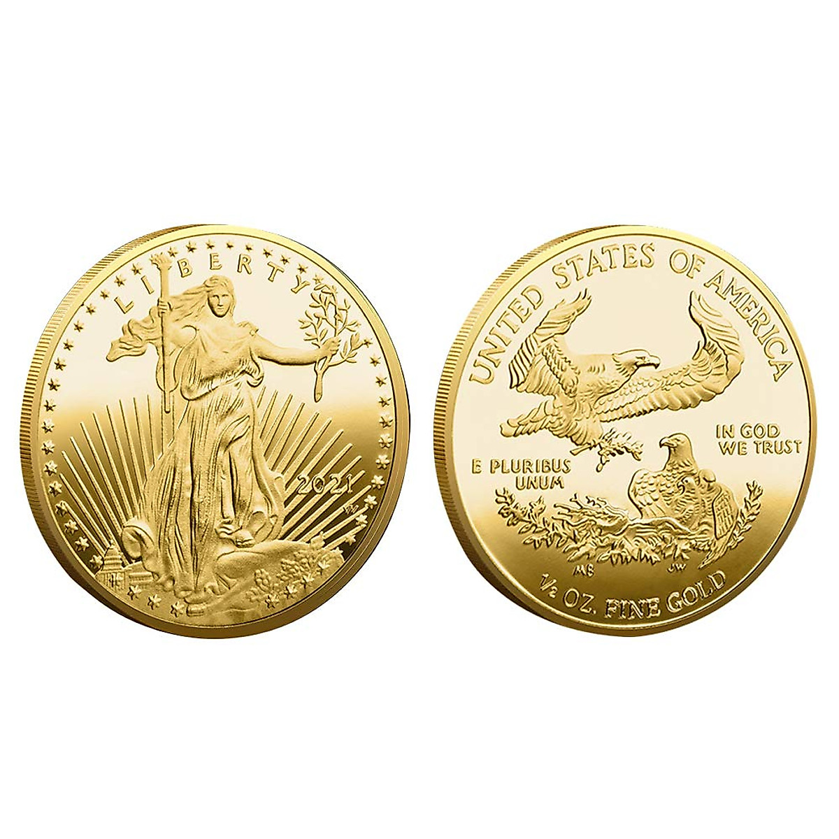 bestkai 2Pcs United State of American 2021 Statue of Liberty Eagle Coin Commemorative Coin Collection Gift Gold Silver 1 57inchX1 57inch