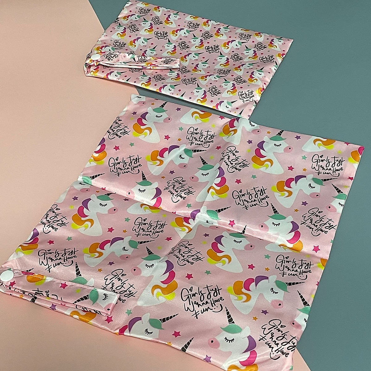 YOKIOU 9pcs Wet Dry Bags for Diaper Waterproof Reusable with Zipper, Cloth Diaper Unicorn Wet Dry Bags for Travel, Daycare, Beach, Pool, Stroller, Diapers(pink, blue)