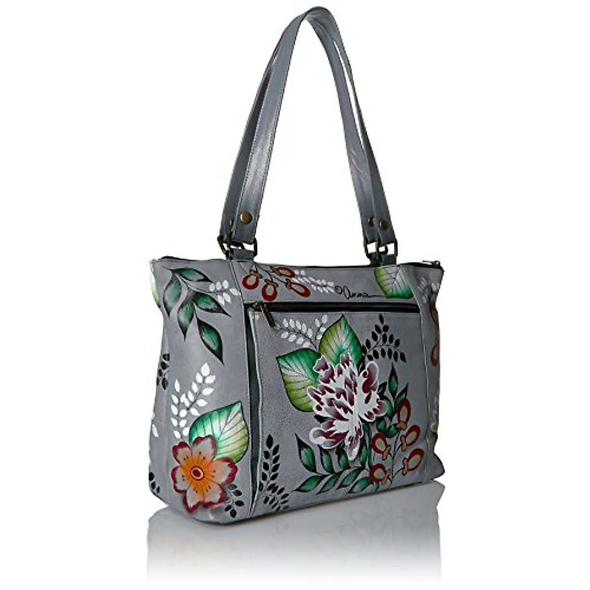 Anna by Anuschka Women's Genuine Leather Large Classic Tote | Hand Painted Original Artwork | Garden of Eden