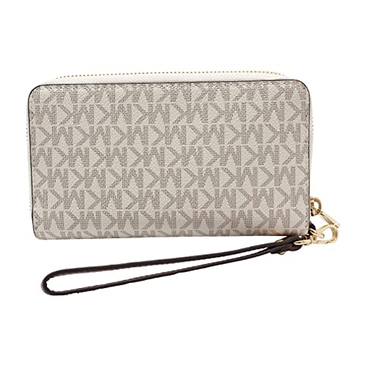 Michael Kors Jet Set Travel Large Flat Multifunction Phone Case Wristlet (Vanilla/Dark Acorn)