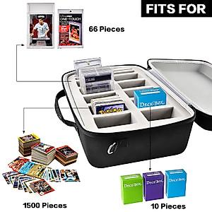 Battery Organizer Storage Case, Batteries Holder Container Carrying Hard Bag Box + Graded Card Storage Box Compatible with 66+ BGS PSA FGS Graded Sports Trading Cards