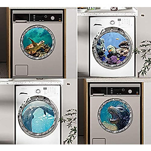 4 PCS Removable 3D Under The Sea Nature Scenery Wall Decals Animals Wall Sticker Home Wall Art Decor for Bathroom Bedroom Door Kids Baby Nursery Room Includ Sea Turtles Dolphins Sea Lions Coral