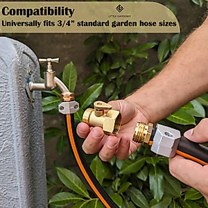 Little Gardener Hose Shut Off Valve - GHT 3/4 Inch Brass Garden Hose Valve - Heavy Duty Water Fittings to Connect to Outside Hose Bib - Shutoff Connector and Adapter for Outdoor Faucet Use On Off