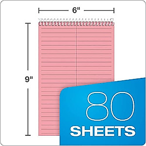 TOPS Prism Steno Books, 6" x 9", Gregg Rule, Pink Paper, Perforated, 80 Sheets, 4 Pack (80254)