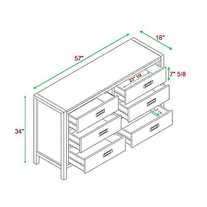Walker Edison Traditional Simple Wood Accent Entryway Console Sideboard Living Room Storage Shelf, 6 Drawer, White