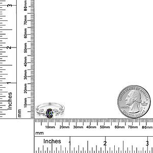 Gem Stone King 925 Sterling Silver 7X5MM Oval Gemstone Birthstone Twisted Olive Branch Leaf Vine Band Wedding Ring For Women | Available In Size 5, 6, 7, 8, 9