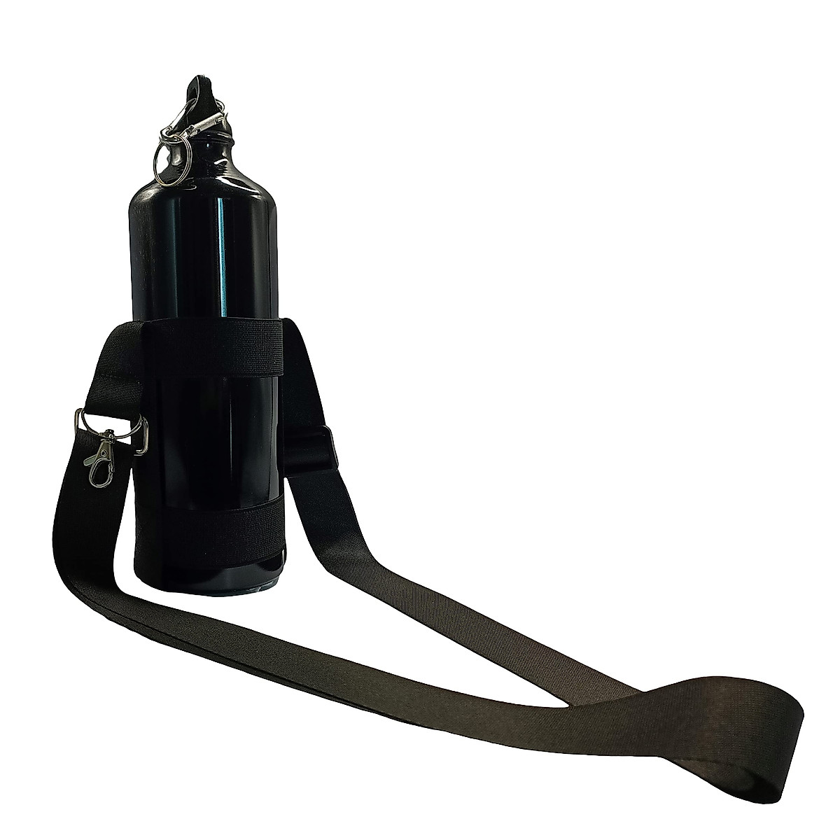 norspor Water Bottle Holder with Strap，Water Bottle Sling，Water Bottle Carrier Strap with Adjustable Shoulder Belt 12 oz to 64 oz for Camping,Hiking,Walking-1 Pack(Black)-Bottle Excluded