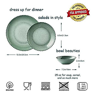 MissYIP Melamine Dinnerware Set - 12 Piece Fine Kitchenware, Service for 4, Plates Bowls Multicolor Dishwasher Safe, Food Grade Dinnerware Sets