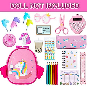 BDDOLL Doll Clothes and Accessories School Supplies Playset for 18 Inch Girl Doll with Doll Clothes,School Bags, Student Cards, Glasses, Pencils, calculators, Scissors, notebooks, etc