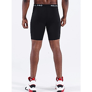 NELEUS Men's Compression Shorts with Pockets Workout Running Tights,3 Pack,6082,Black/Black/Black,XL