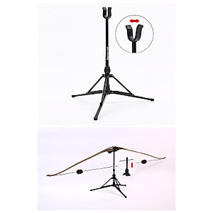 BICASTER Archery Bow Stand Full CNC Machined Aluminum Steel Heavy Duty Automatic Open/Fold for Recurve Bow Longbow Takedown Bow (Silver Short)