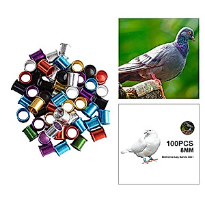 Bothyi 100 Pieces Pigeon Foot Rings,Parrot Leg Bands,Birds Foot Rings Identification 8mm Foot Clip Rings Bands for Pigeon Birds Chicks Poultry Parrots, Multicolor