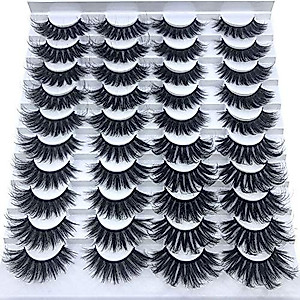 HBZGTLAD 20 pairs 3D Mink Lashes Natural False Eyelashes Dramatic Volume Fake Lashes Makeup Eyelash Extension Silk Eyelashes(F082)