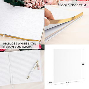 Andaz Press Personalized Wedding Guestbook with Gold Accents, Minimal Custom Guestbook, White Guest Sign-in Registry, 120 Pages 8.5" X 8.5" Memories Book for DIY Scrapbook Photo Album, Keepsake