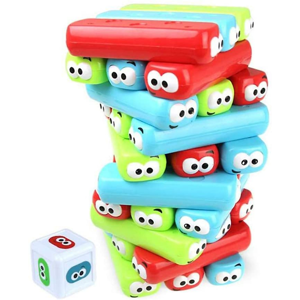 wonuu Timber Tower Block Stacking Game Colored Cartoon Plastic Building Blocks Board Educational Toy Game
