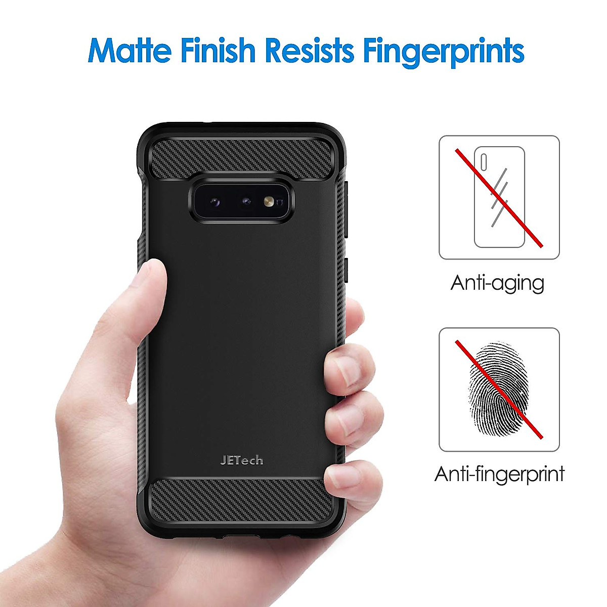 JETech Slim Fit Case for Samsung Galaxy S10e, Thin Phone Cover with Shock-Absorption and Carbon Fiber Design (Black)