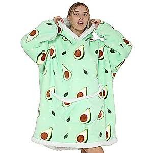 Blanket Hoodie,Wearable Blanket,Sweatshirt Blanket,Oversized Hoodie,Comfy Blanket Sweatshirt,Sweater Blanket,Sherpa Cozy Giant Hoodie Blankets for Women Men Adults Kids (Avocado, Adult)